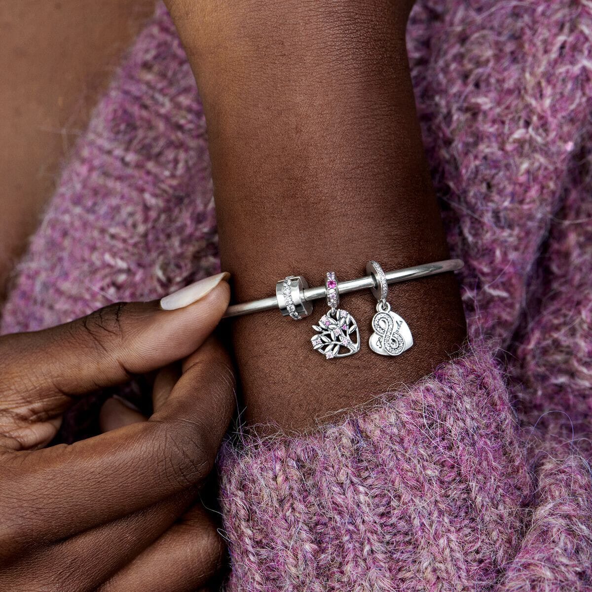 Charm Colgante Pandora Árbol Genealógico de Corazón Rosa - Castejón Joyeros