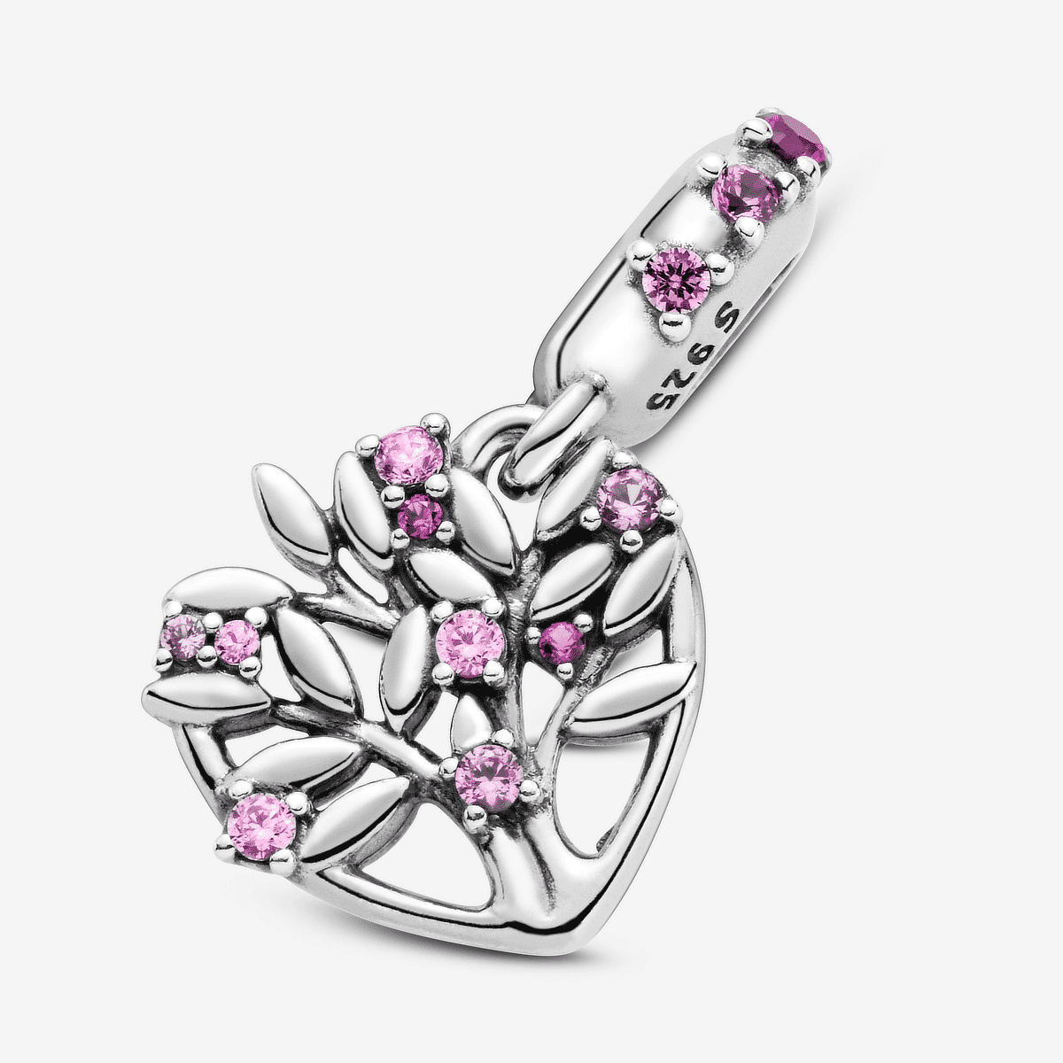Charm Colgante Pandora Árbol Genealógico de Corazón Rosa - Castejón Joyeros